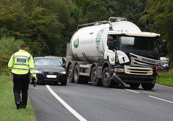 Lorry damaged after hitting verge | cambrian-news.co.uk
