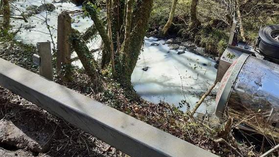 River flooded with milk after dairy tanker crash | cambrian-news.co.uk