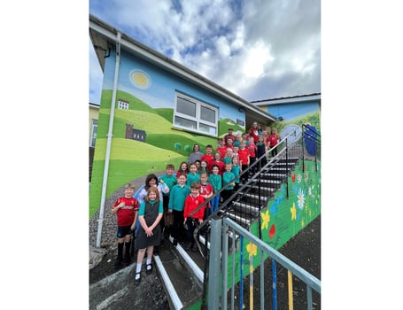 Llanon schoolchildren help paint new mural at primary school | cambrian ...