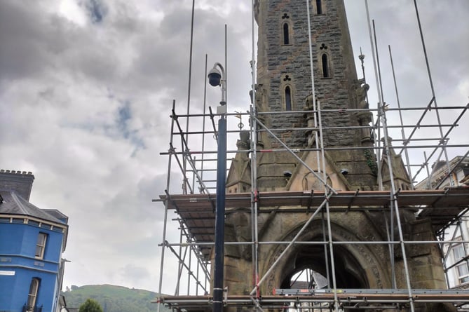Repair work begins on iconic town clock tower | cambrian-news.co.uk