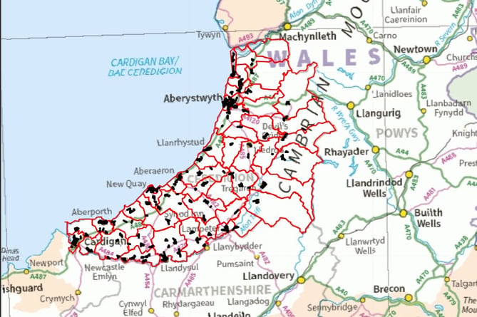 Ceredigion produce map showing where 20mph speed limits will be ...