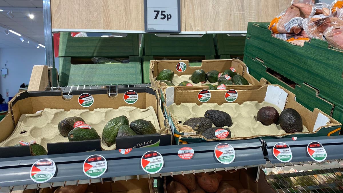 Sticker campaign covers Israel-linked products across Aberystwyth ...