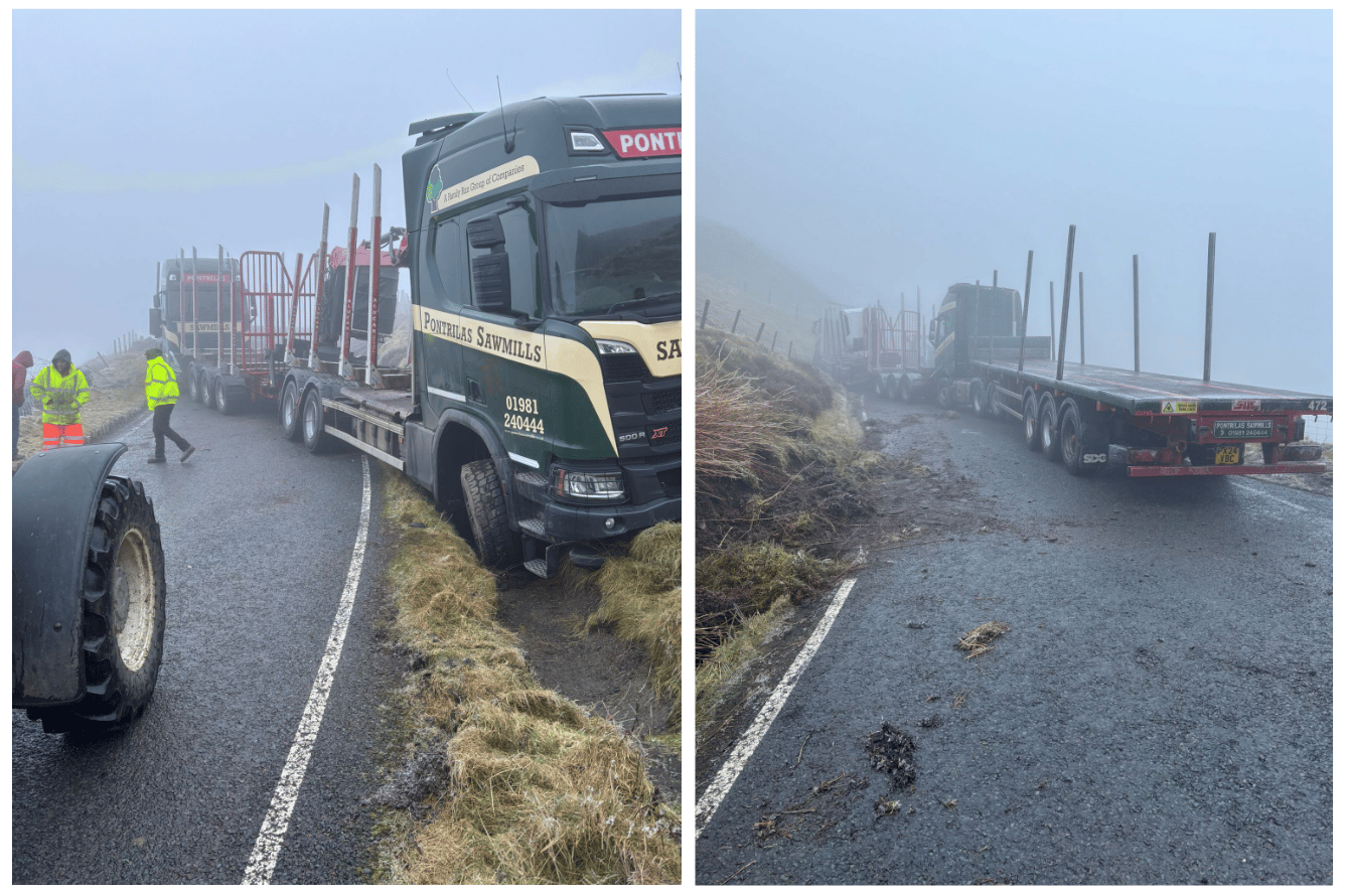 Two lorries crash on icy mountain road despite closure | cambrian-news ...